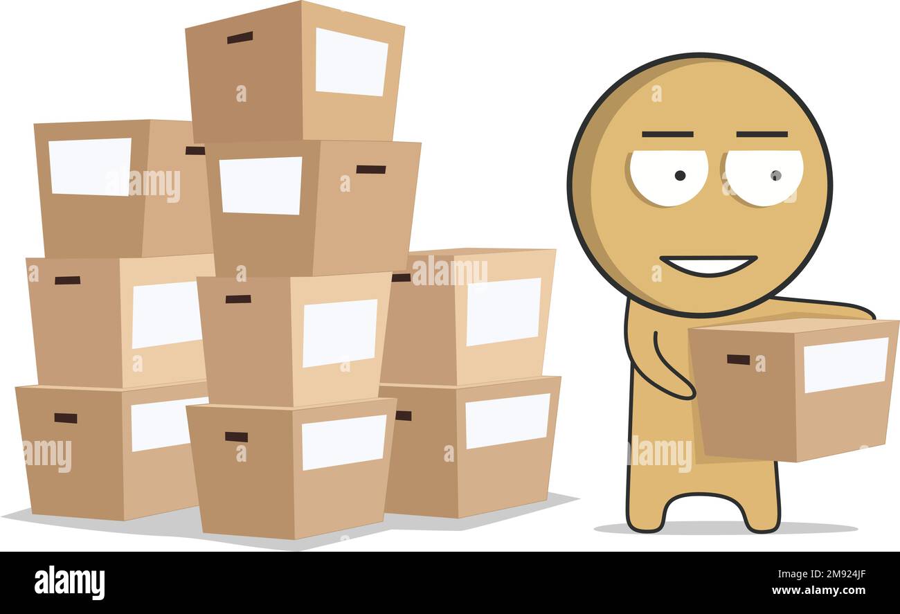 Loader man cardboard box Stock Vector Images - Alamy