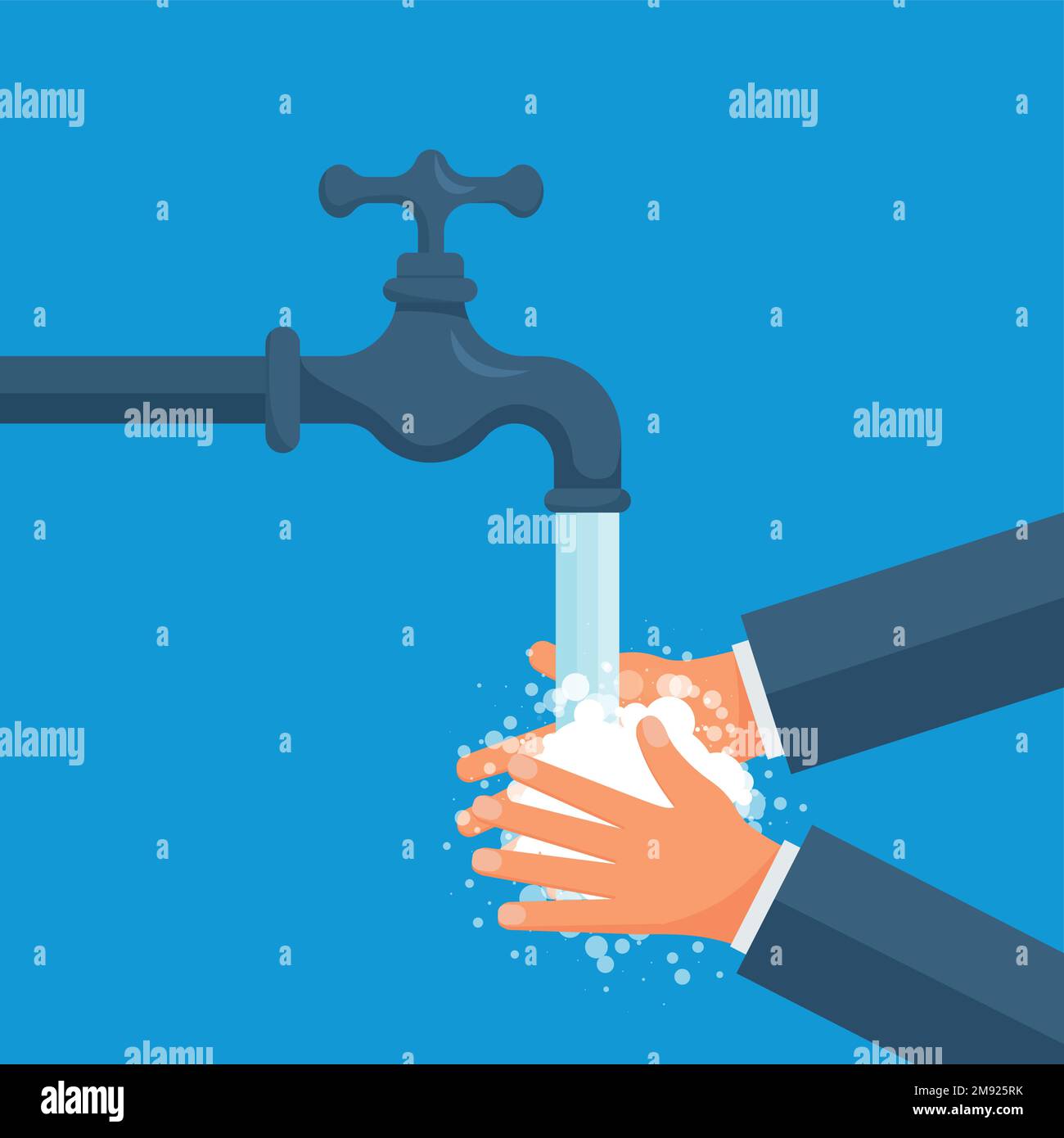 Washing hands with soap vector flat illustration. Hygiene concept eps ...