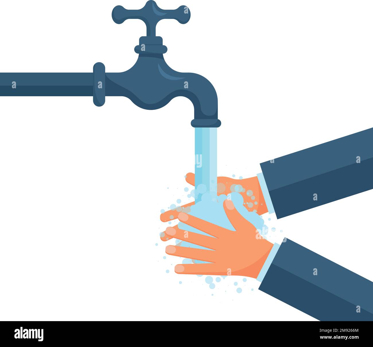 Washing hands with soap vector flat illustration. Hygiene concept eps ...