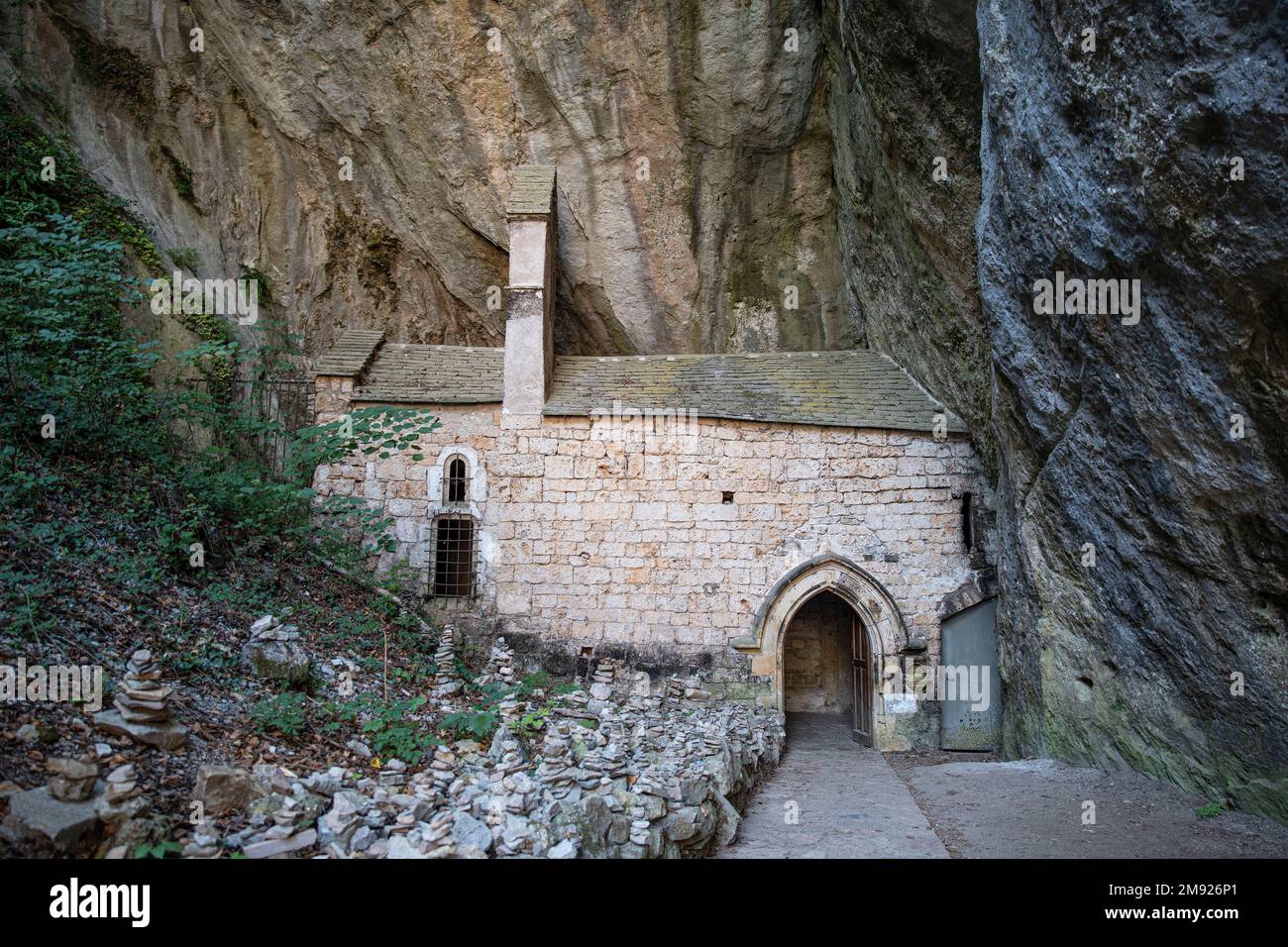 church in the village of Saint Chély du Tarn in the Gorges du Tarn in ...