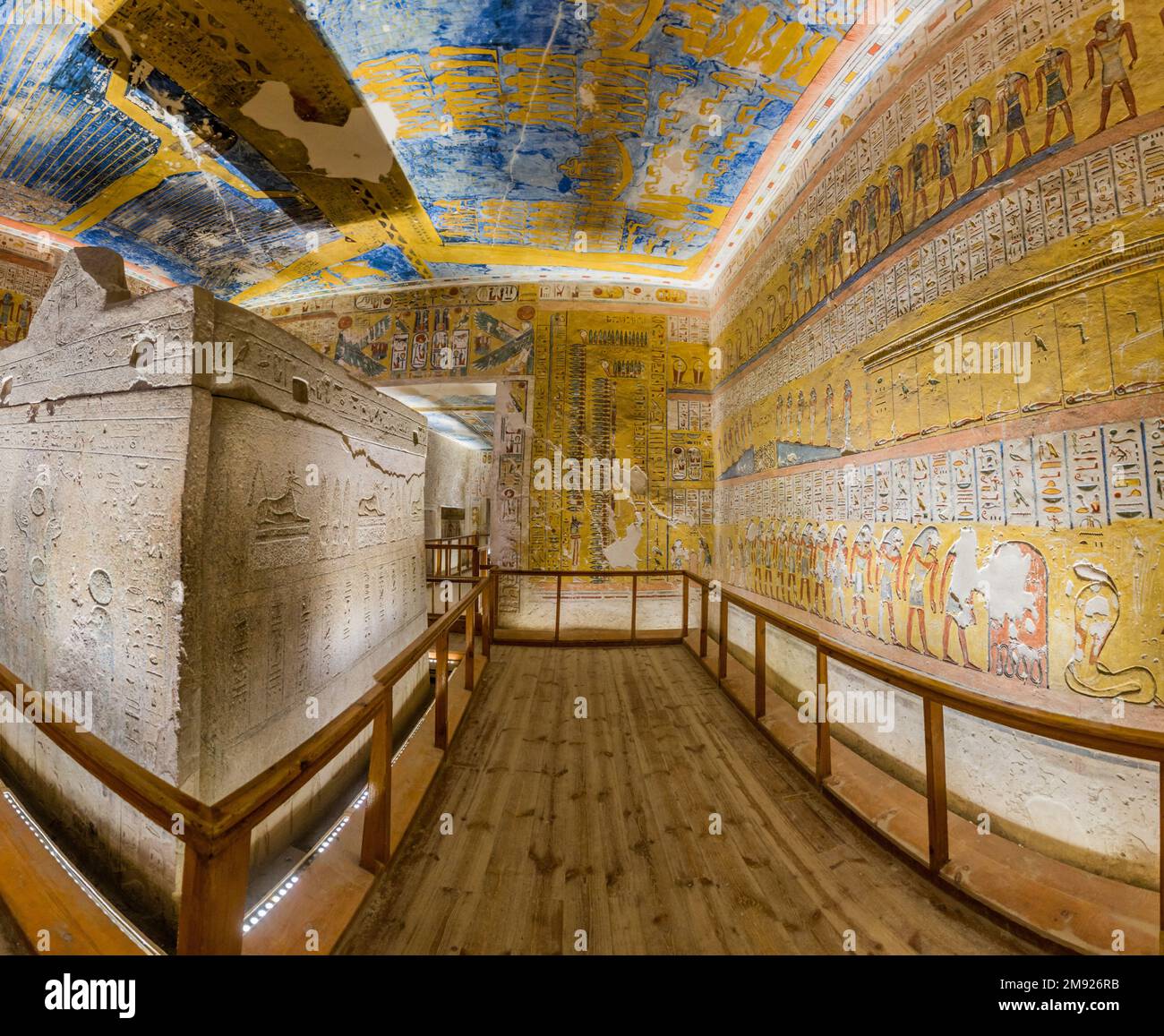 Sargophagus in the burial chamber of Ramesses IV tomb in the Valley of ...