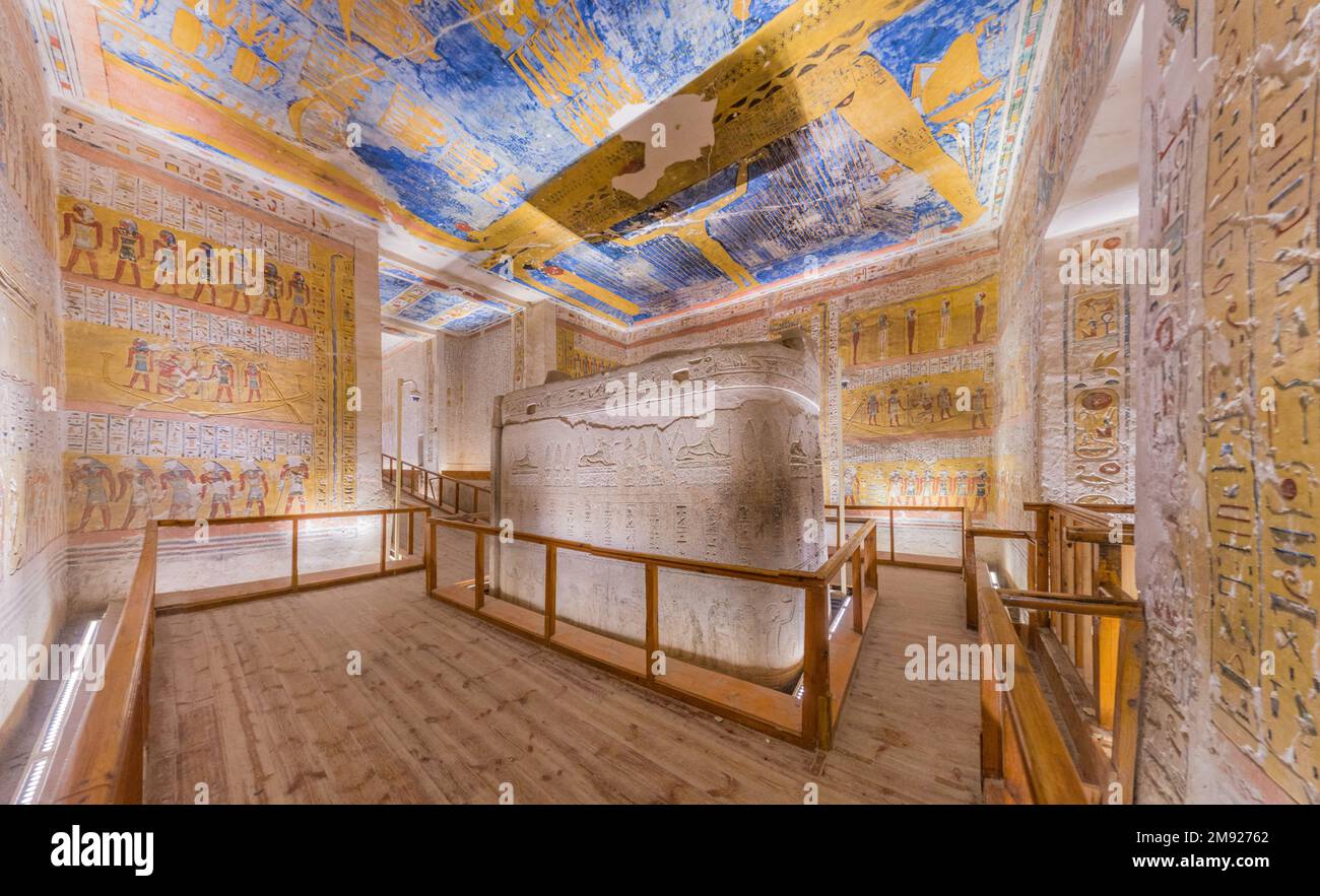 Burial chamber of Ramesses IV tomb in the Valley of the Kings at the ...