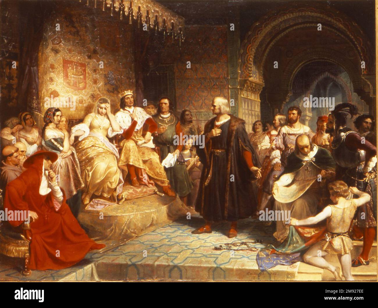 Columbus before the Queen Emanuel Leutze (American, born Germany, 1816 ...