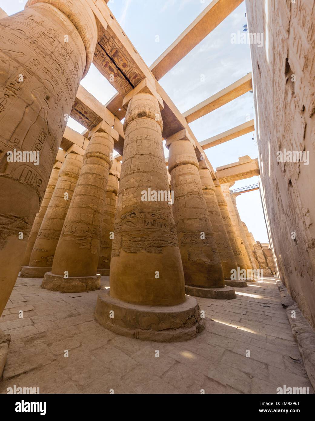 Decorated columns of the Great Hypostyle Hall in the Amun Temple ...