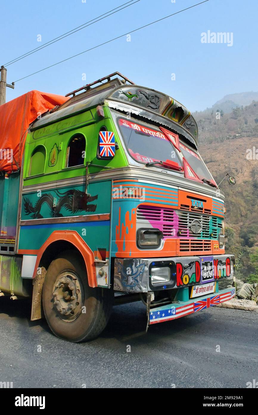 Tata truck, Colourful decorated truck, Nepal, Asia Stock Photo - Alamy