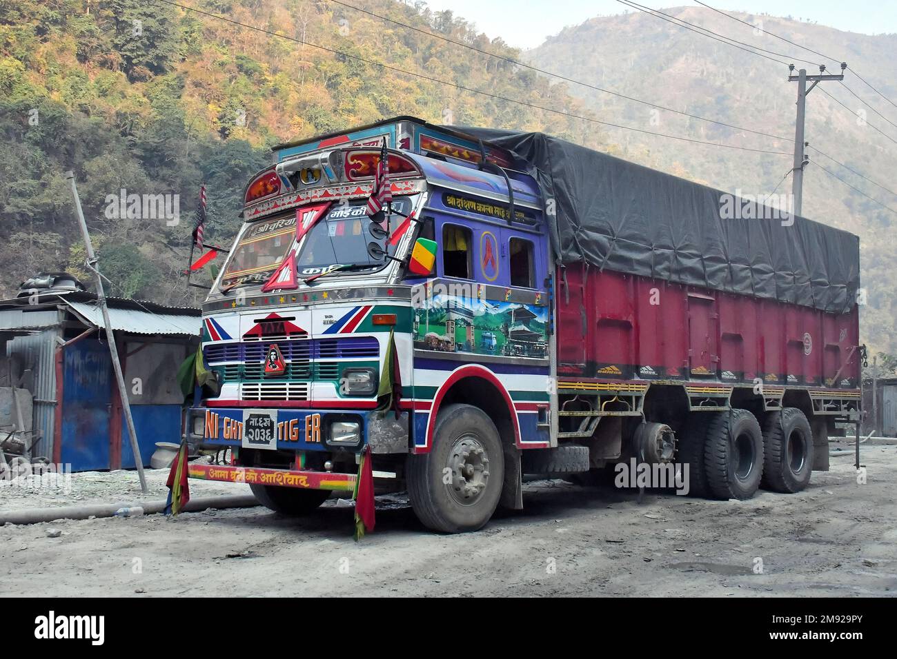 Tata truck, Colourful decorated truck, Nepal, Asia Stock Photo - Alamy