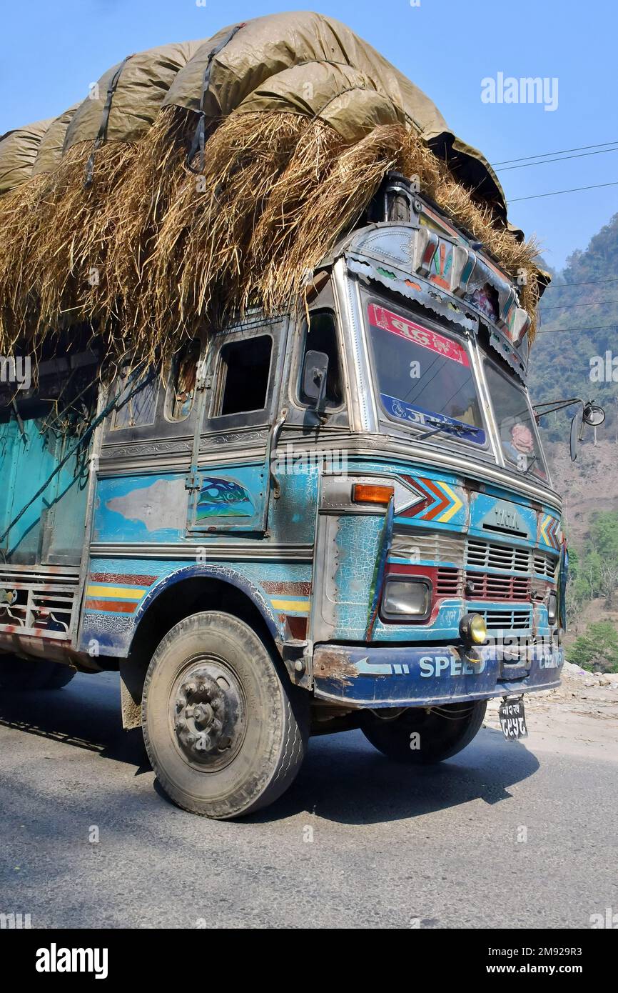 Tata truck, Colourful decorated truck, Nepal, Asia Stock Photo - Alamy