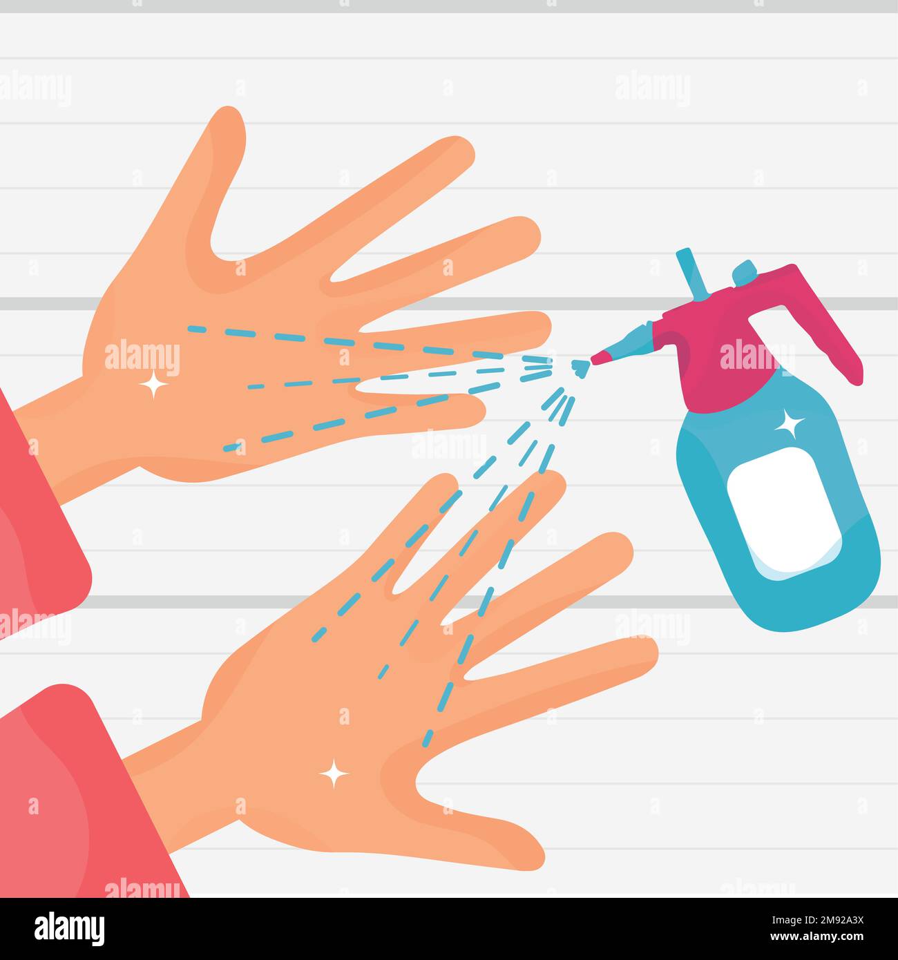 Alcohol being applied to pair of hands Self care Vector Stock Vector ...
