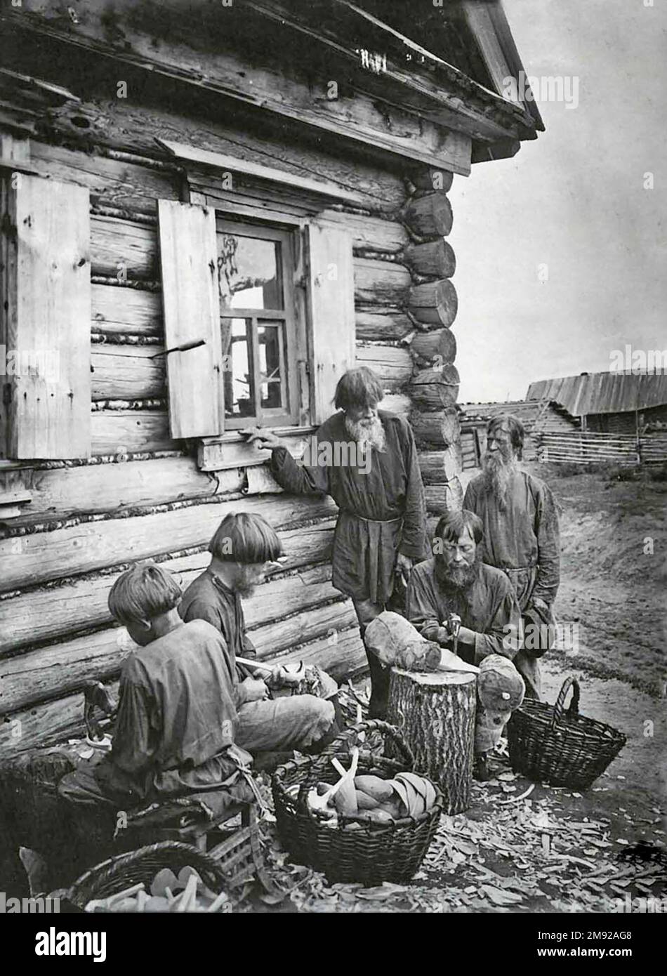 Spoon production in the village of Deyanovo, Russia ca. 1897 Stock ...