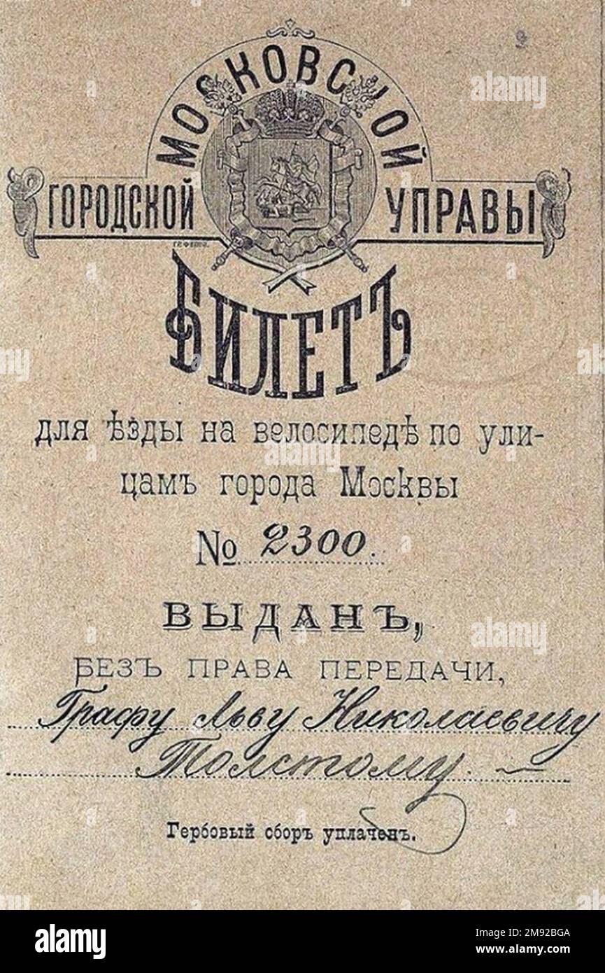 Leo tolstoy bicycle license hi-res stock photography and images - Alamy