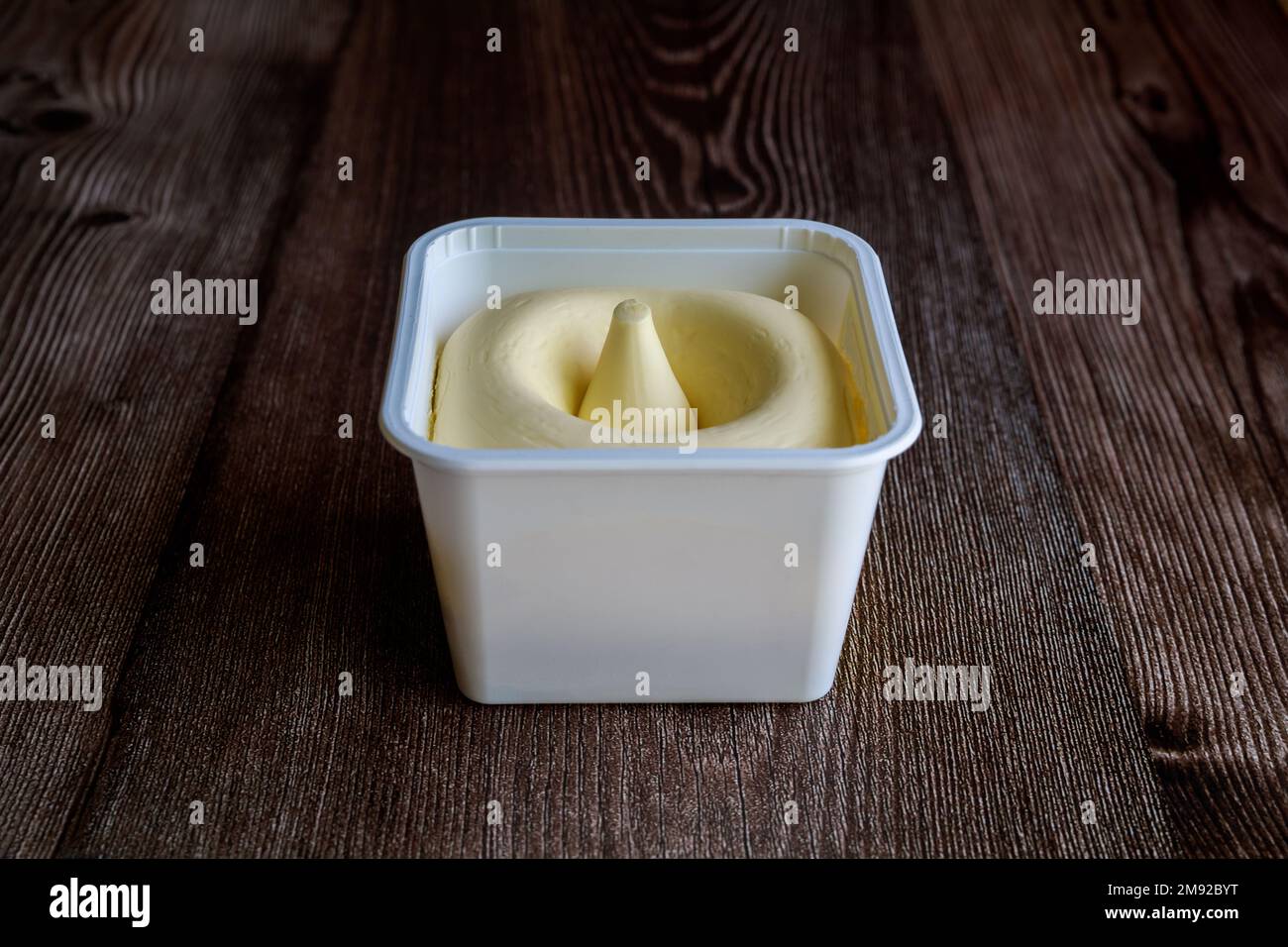 Plastic container contains vegetable oil spread Stock Photo - Alamy