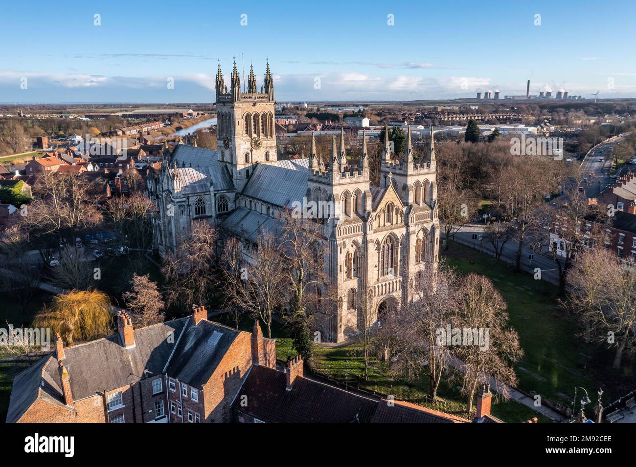 SELBY, NORTH YORKSHIRE, UK - JANUARY 16, 2023. An aerial view of the ...