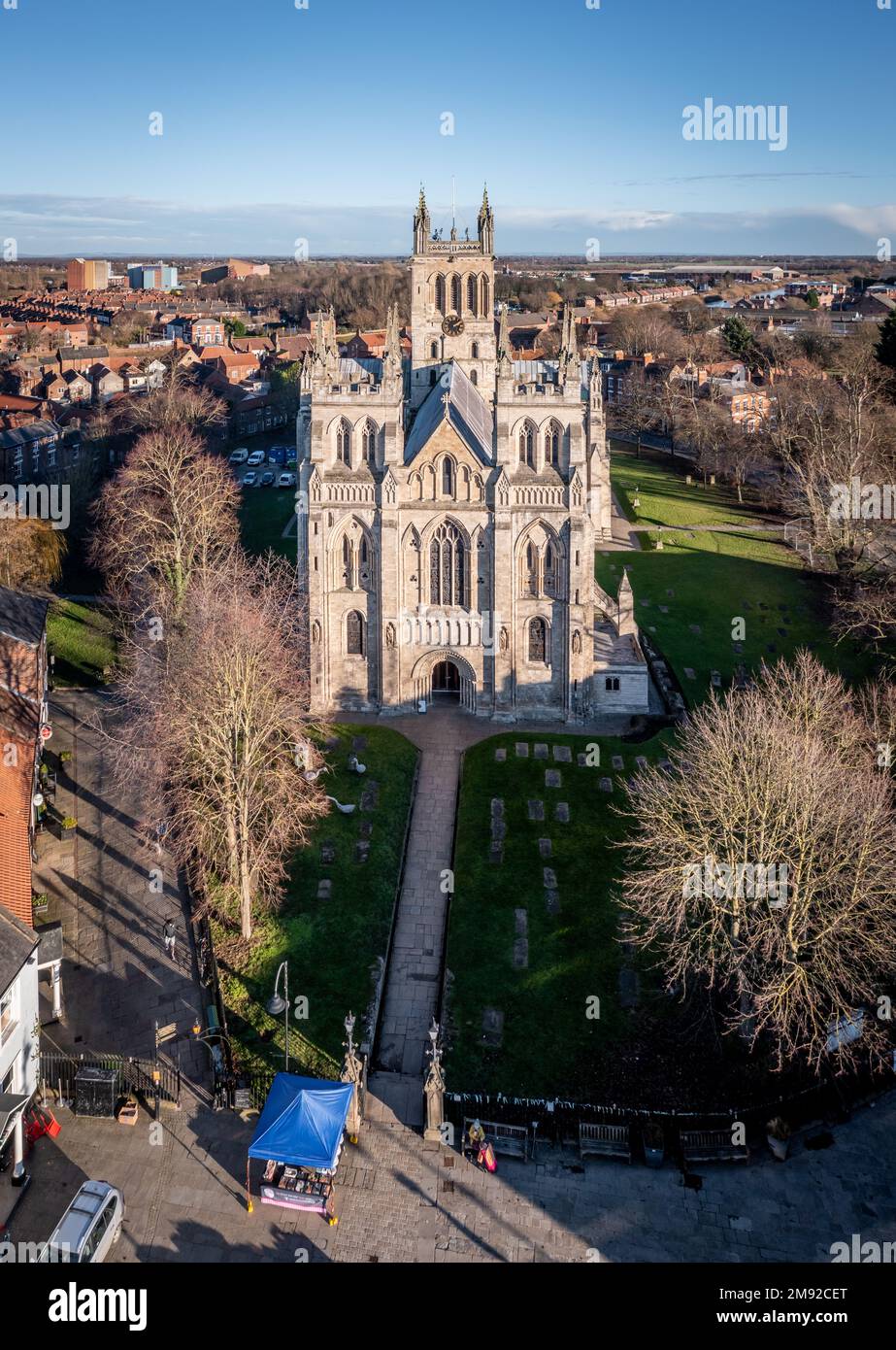 SELBY, NORTH YORKSHIRE, UK - JANUARY 16, 2023. An aerial view of the ...
