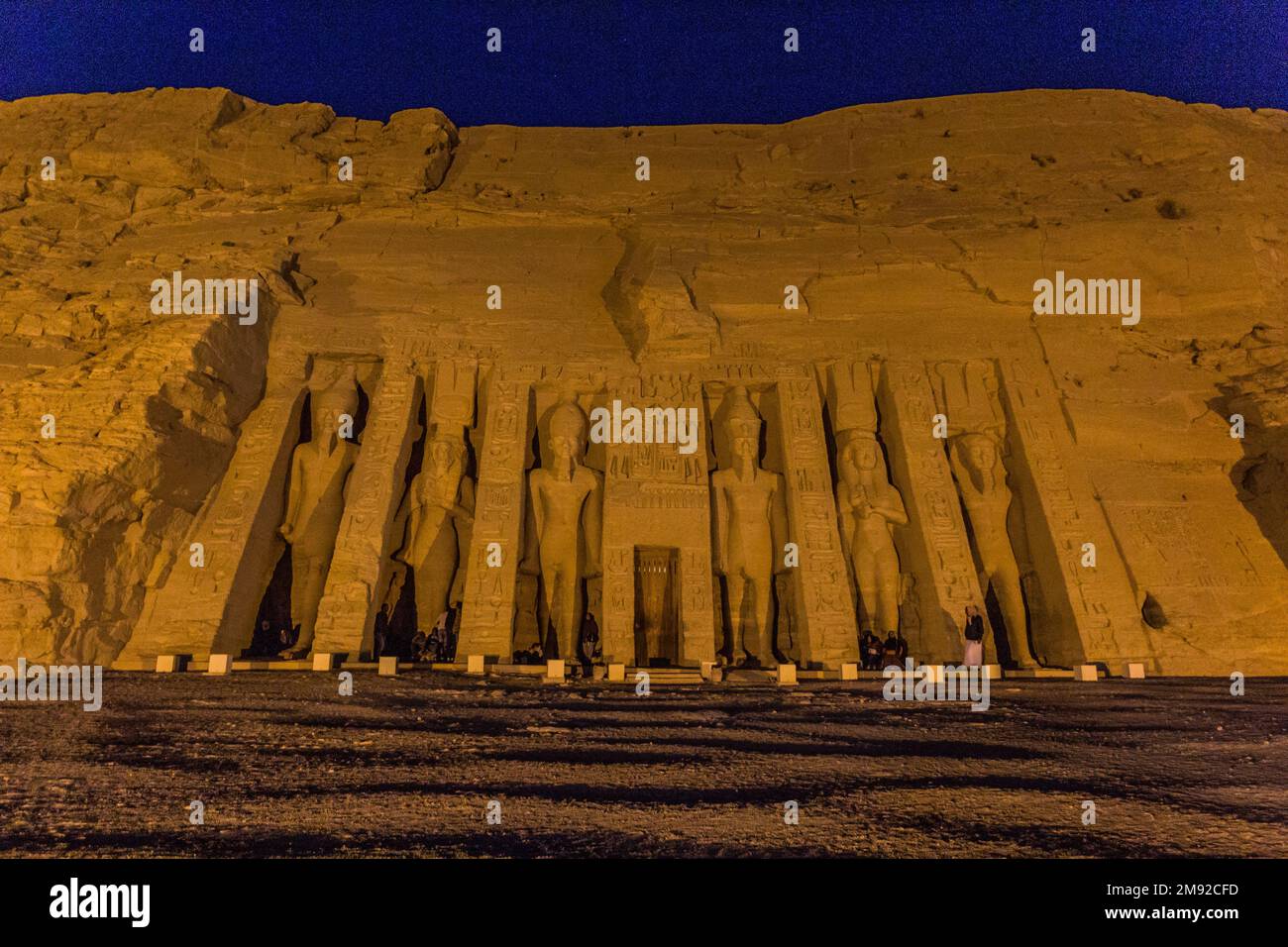Night view of the Small Temple of Hathor and Nefertari in Abu Simbel ...