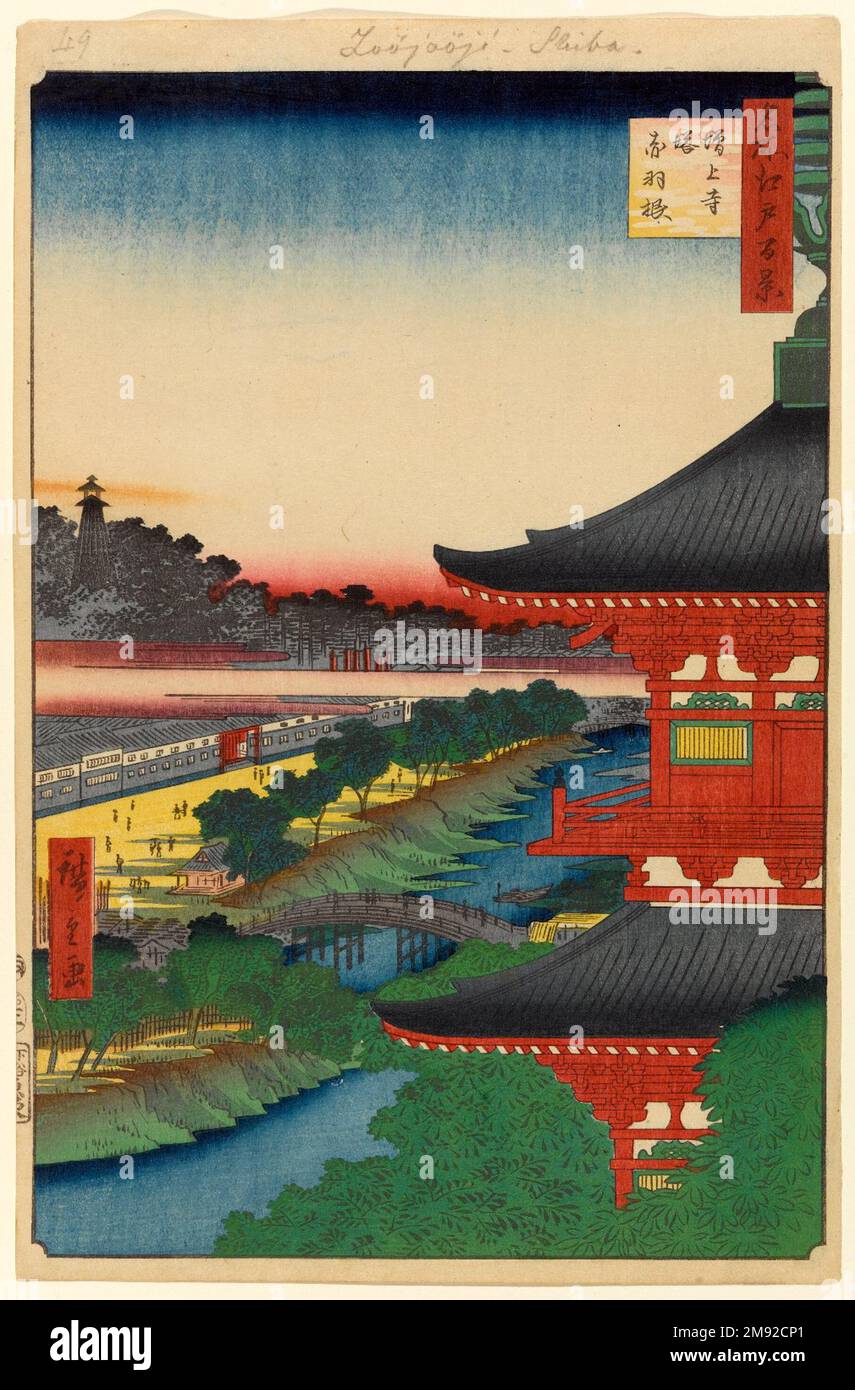 Zojoji Pagoda and Akabane, No. 53 from One Hundred Famous Views of Edo ...