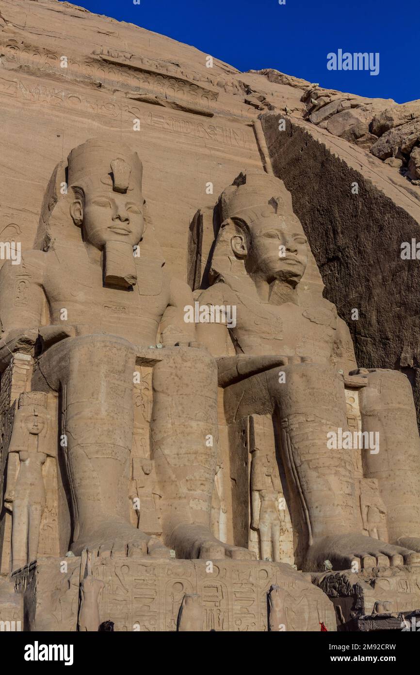 Ramesses II statues at the Great Temple of Ramesses II in Abu Simbel ...