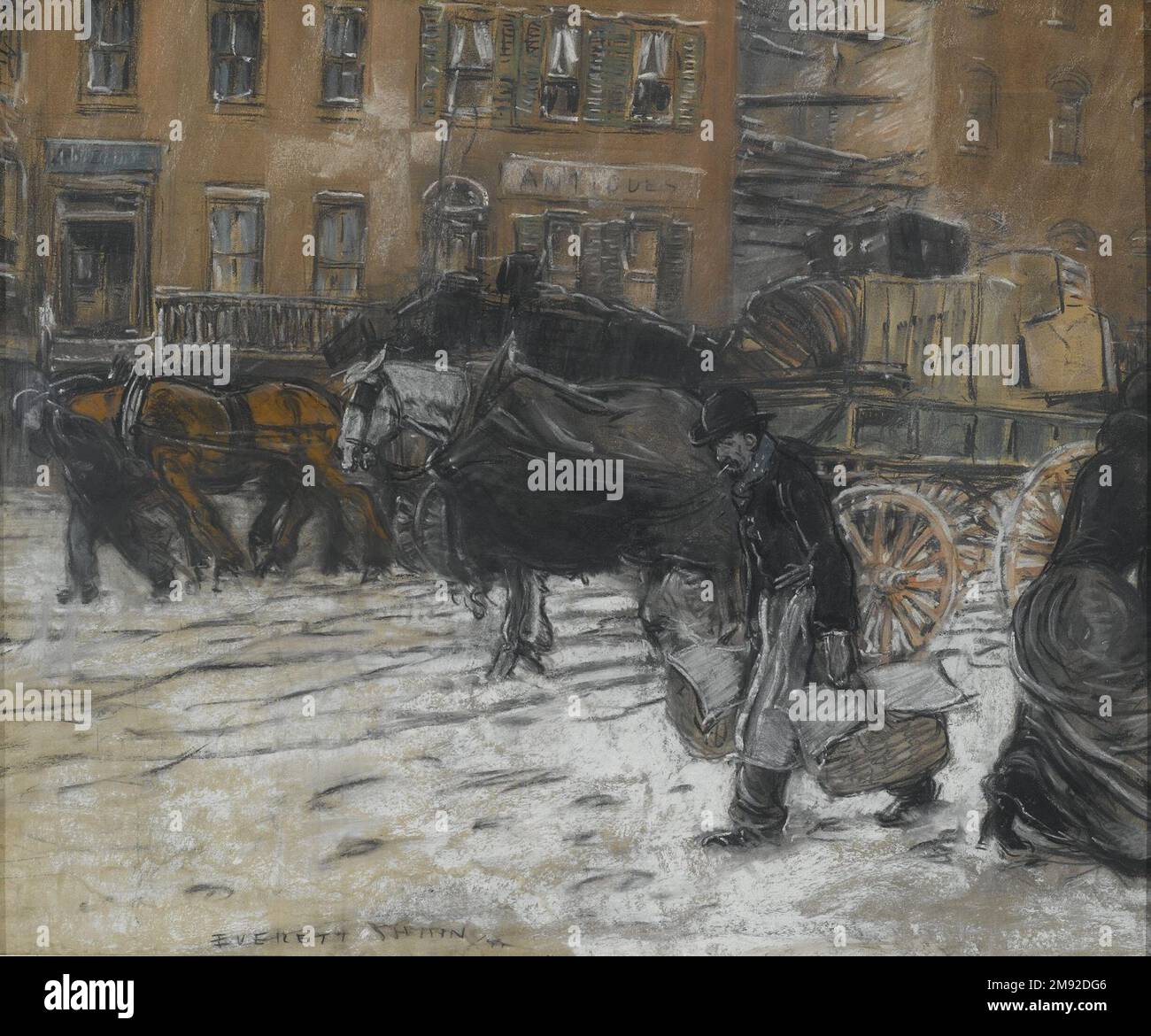Winter on 21st Street, New York Everett Shinn (American, 1876-1953 ...