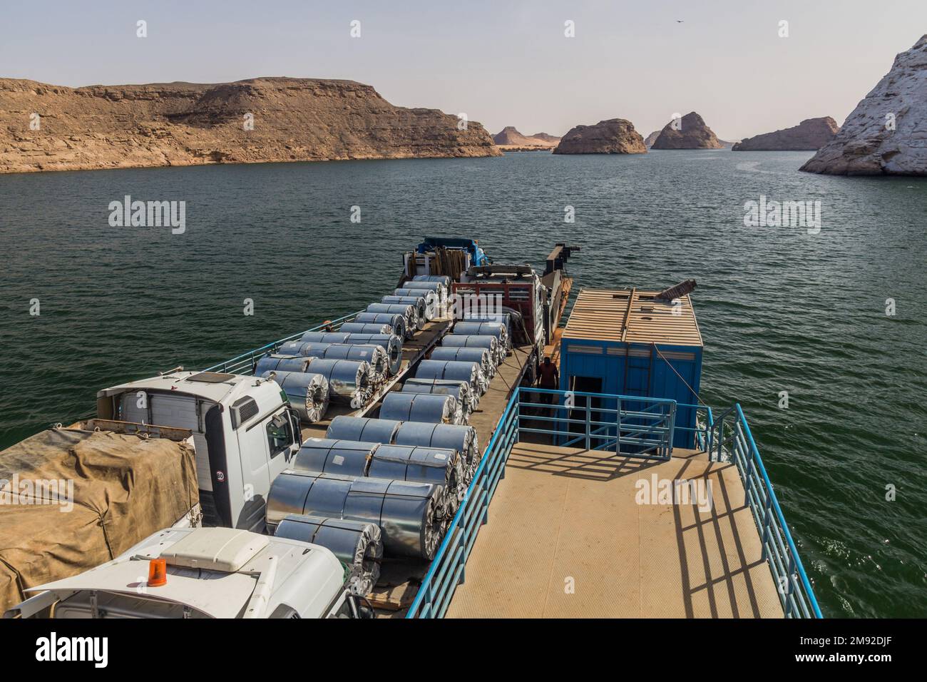 Trucks on a ferry crossing Lake Nasser, Egypt Stock Photo - Alamy