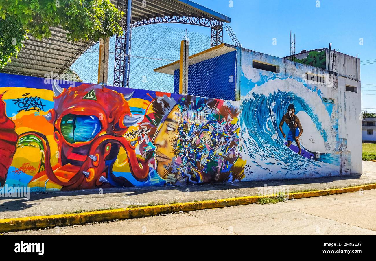 Puerto Escondido Oaxaca Mexico 03. October 2022 Wall with graffiti art ...
