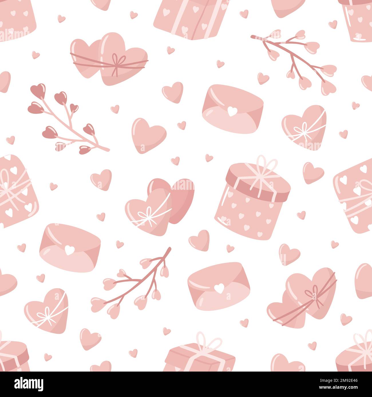 Vector Valentines Day seamless pattern with hand drawn love symbols ...