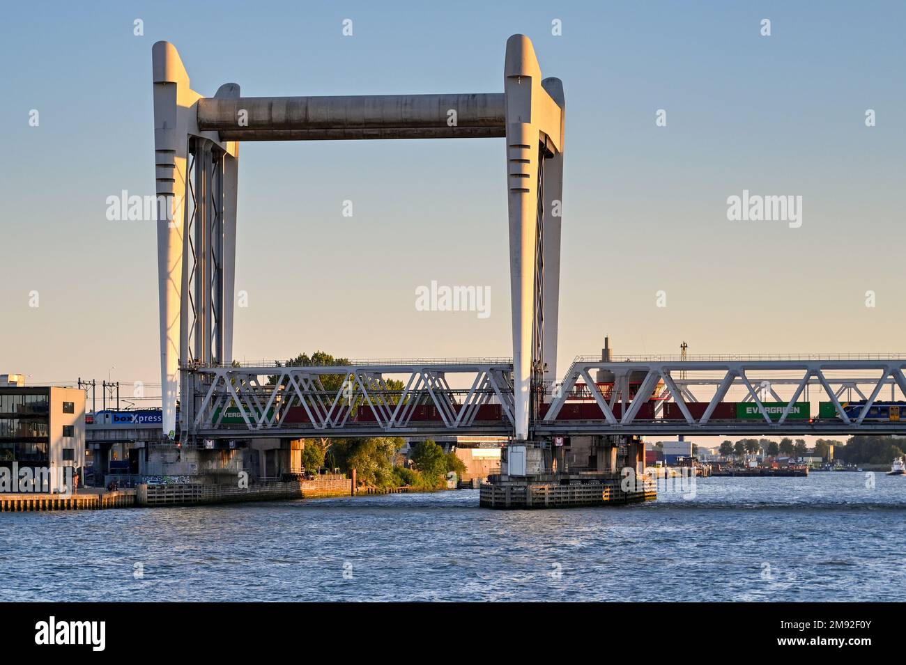 Dordrecht, Netherlands - August 2022: Vertical lifting bridge which ...