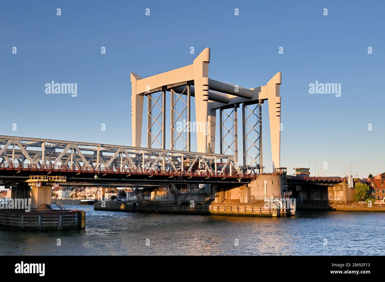 Dordrecht, Netherlands - August 2022: Vertical lifting bridge which ...