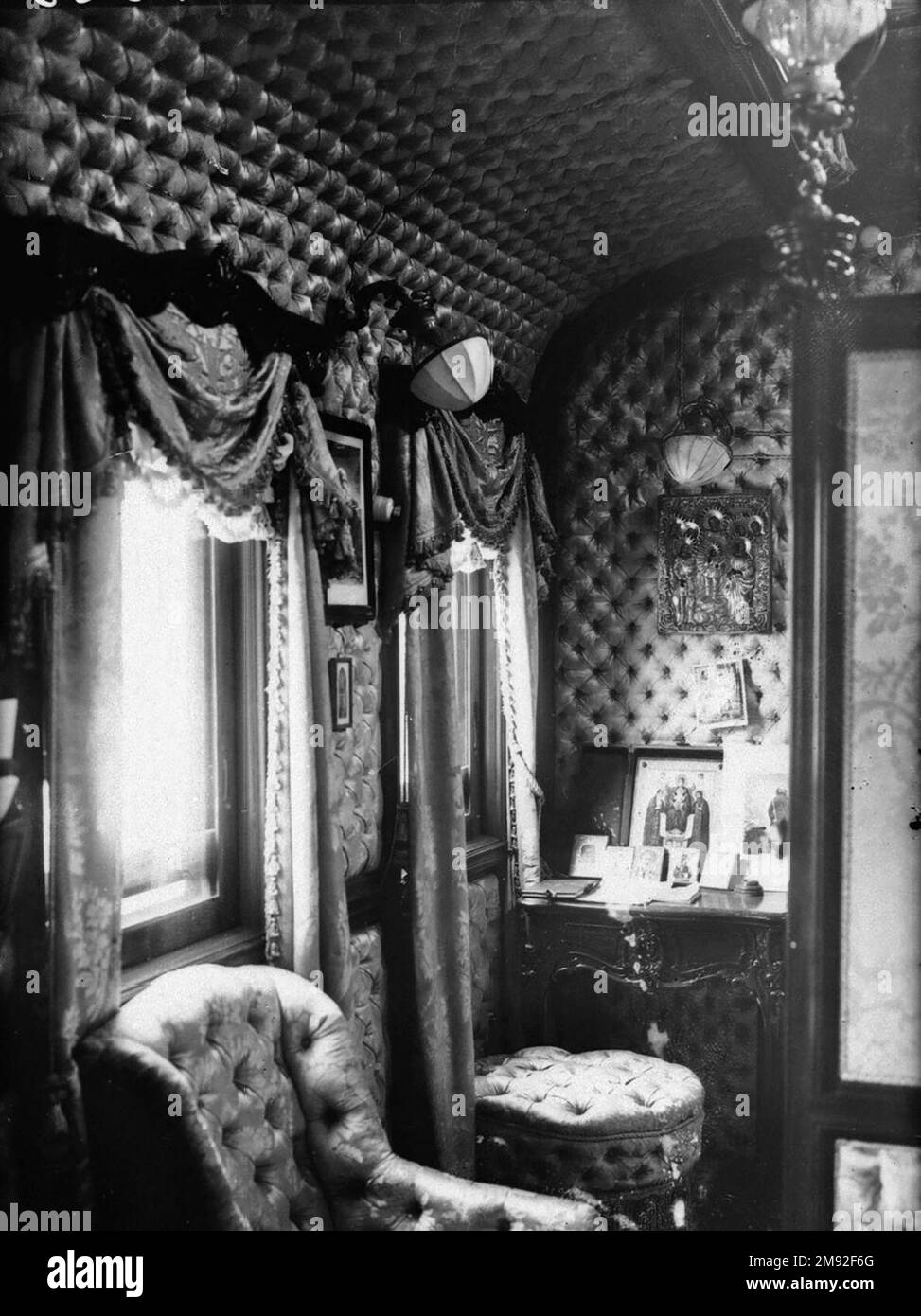 Salon of the Imperial train, where the Russian Emperor Nicholas II ...