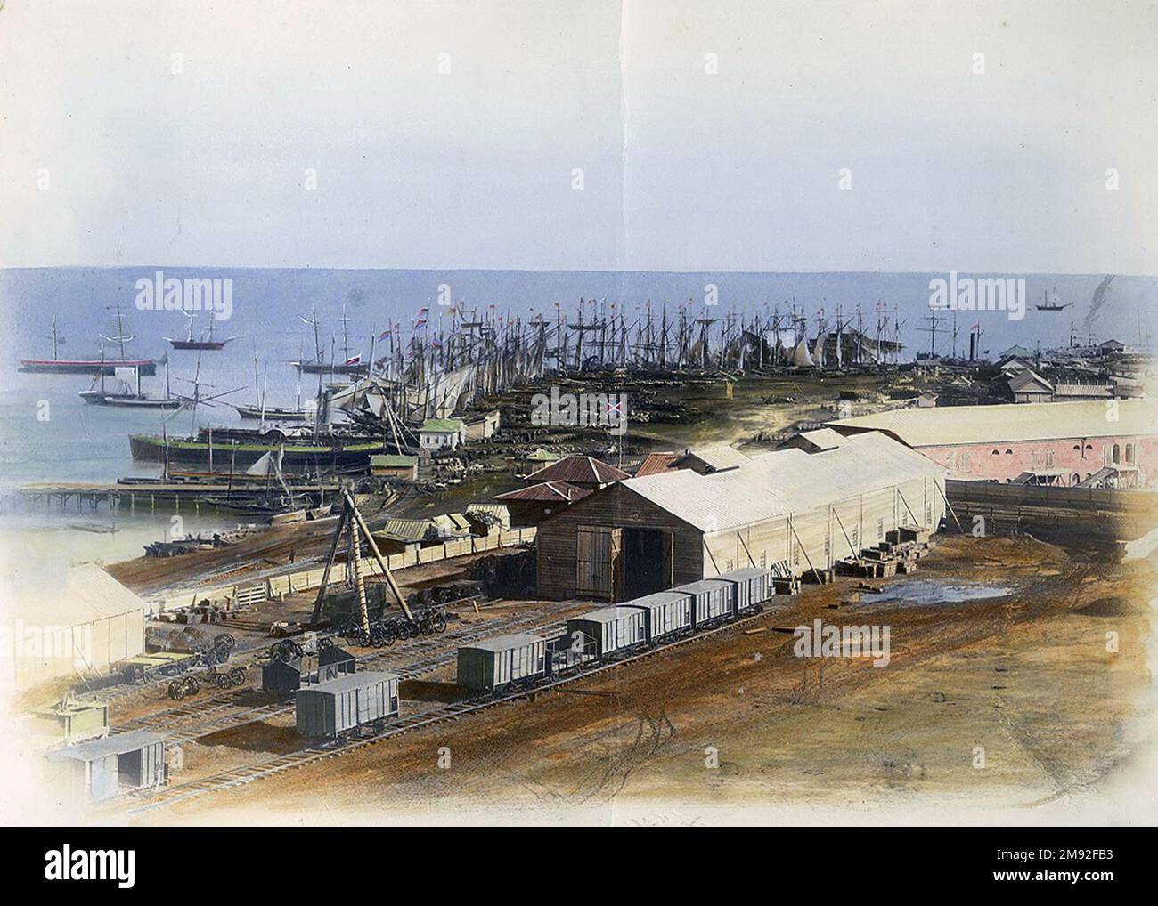 Sea pier in Taganrog, Russia ca. 1869 Stock Photo - Alamy