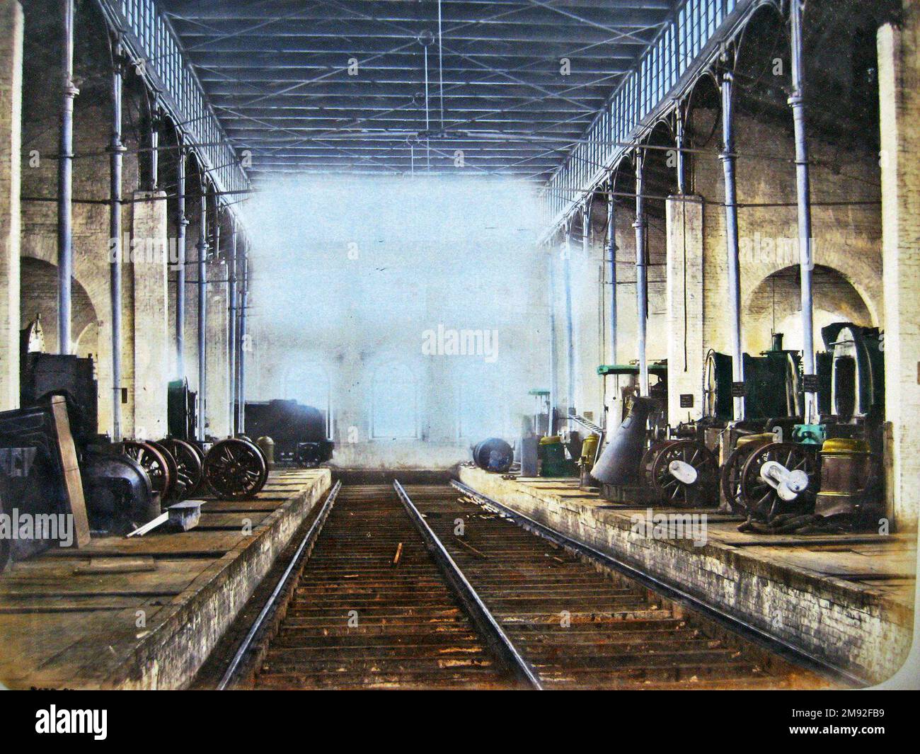 Locomotive assembly workshop at Tula train station. ca. 1885 Stock ...