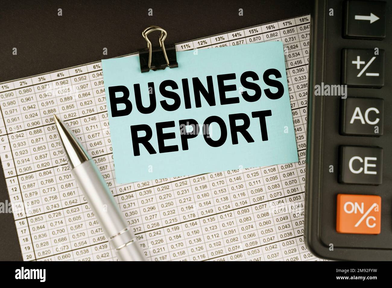 Business concept. On financial reports lies a calculator, a pen and a ...