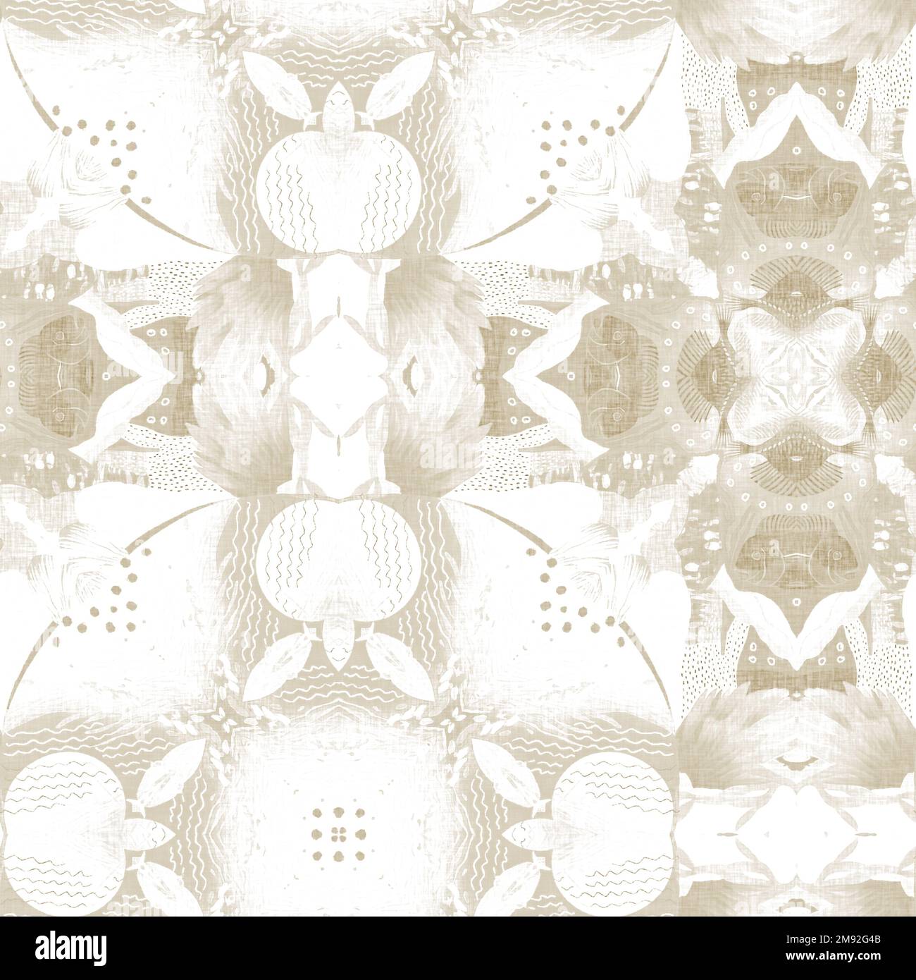 Ecru natural linen effect patterned coastal geo background. Seamless ...