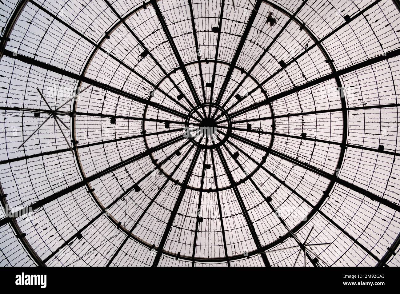 Glazed roof seen from below spherical Stock Photo - Alamy