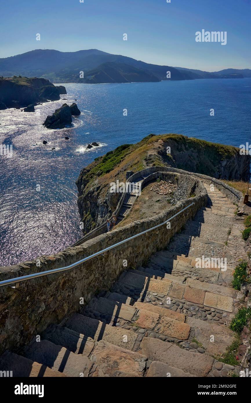 Coastal Staircase - View down the staircase of the coast and rocks from ...