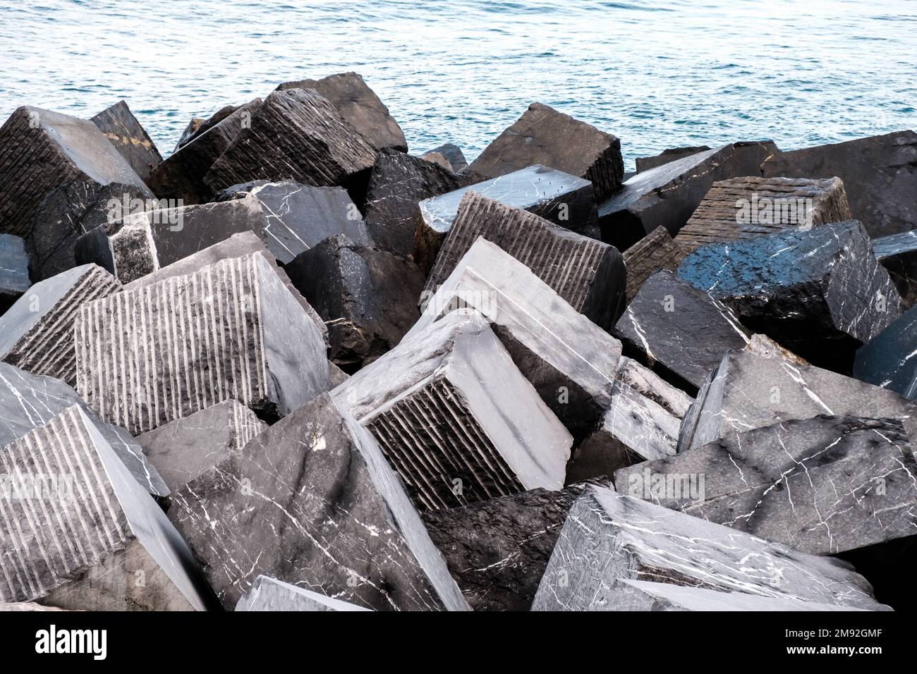 Large granite blocks prevent waves from invading inland due to rising ...