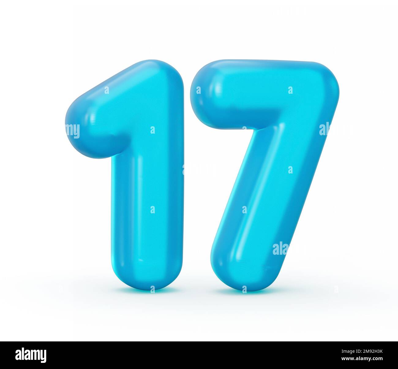 An illustration of the number 17 in the blue jelly style isolated on a ...