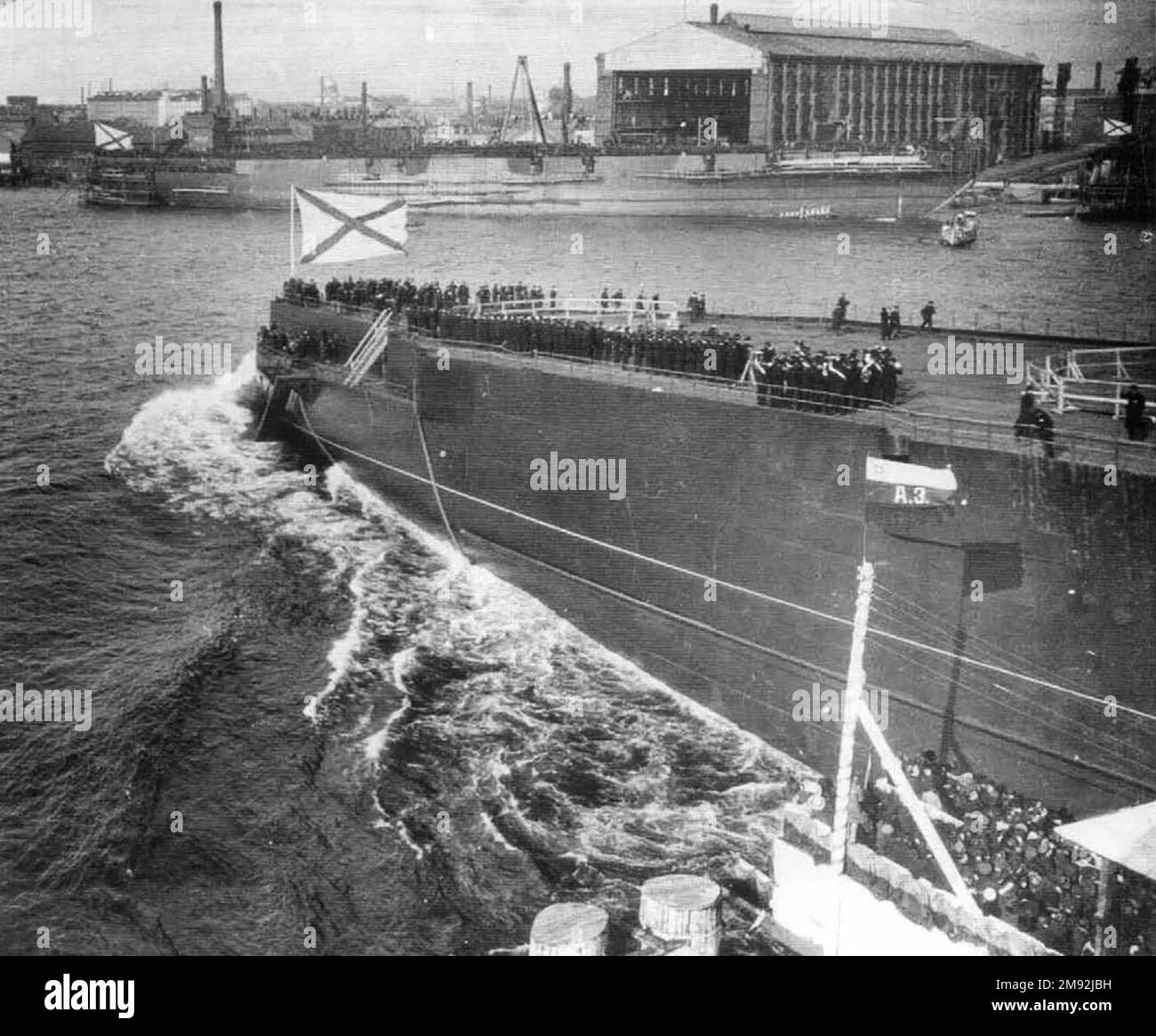 Launching of imperial russian navy battleship gangut hi-res stock ...