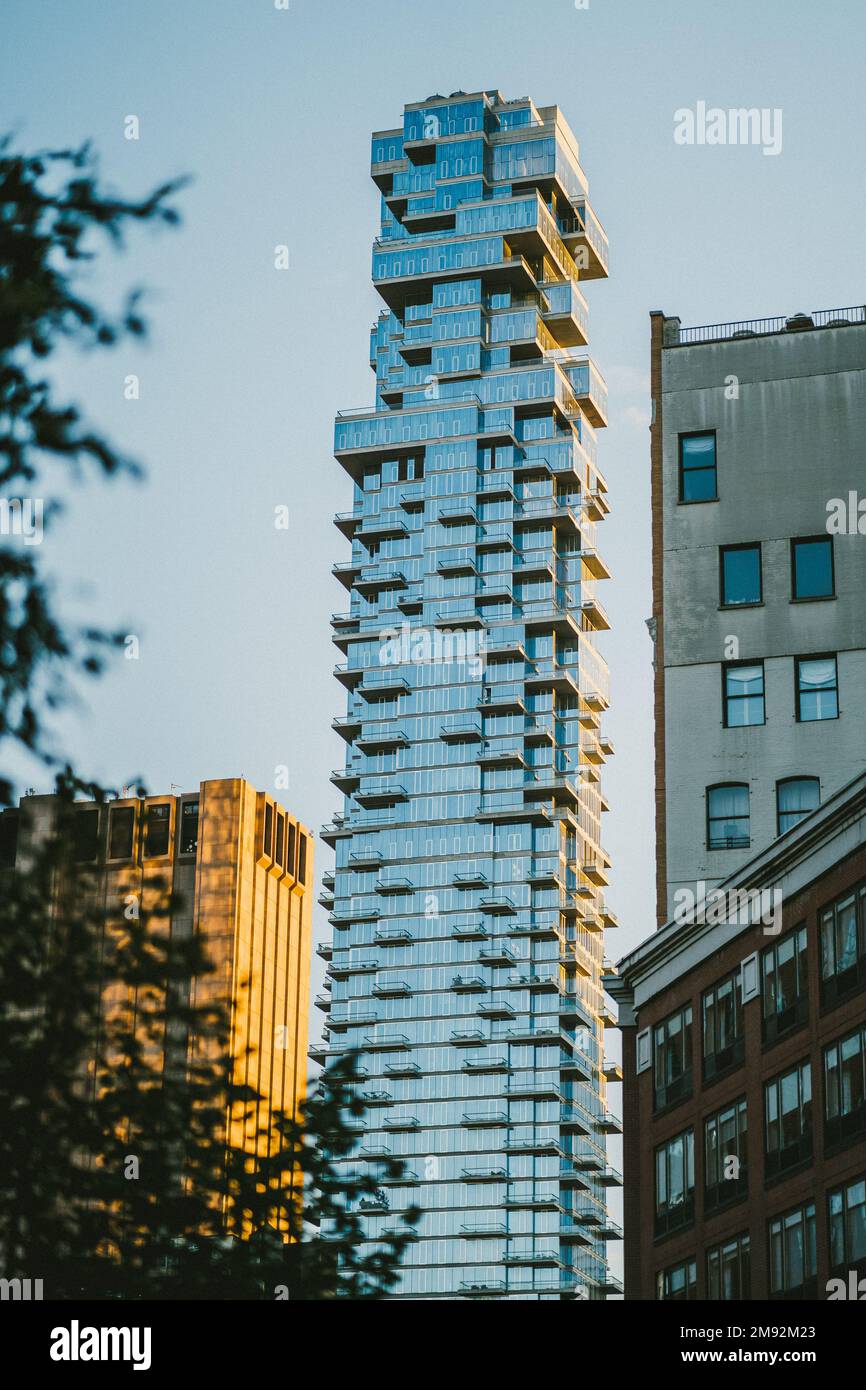 Low angle of Jenga Tower contemporary skyscraper building located at 56 ...
