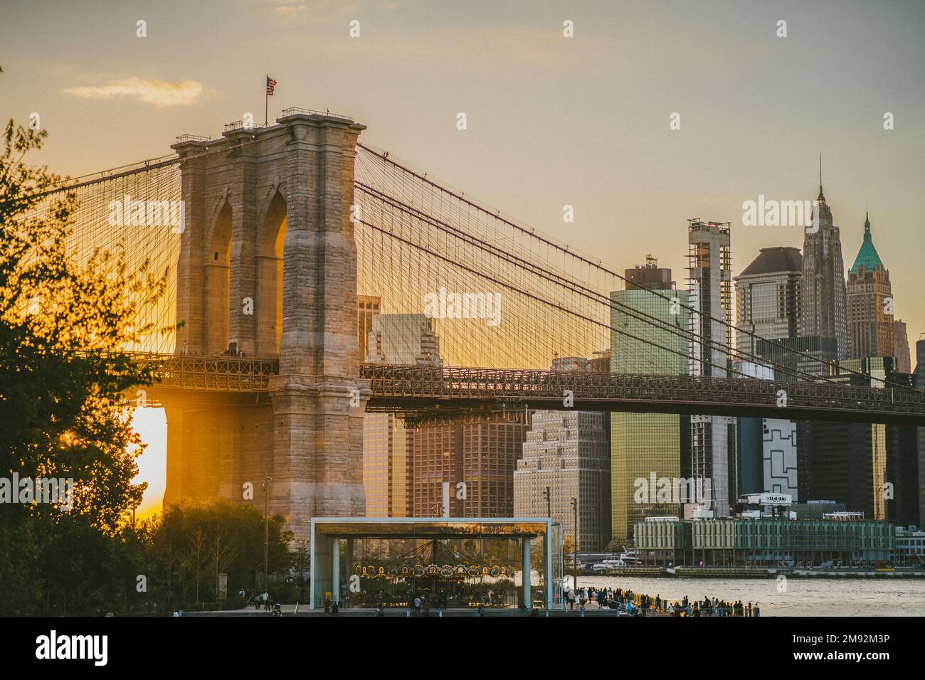 Magnificent view of famous Brooklyn Bridge located in New York City ...