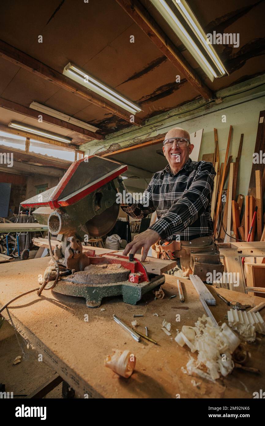 Mature woodworker looking wooden hi-res stock photography and images ...