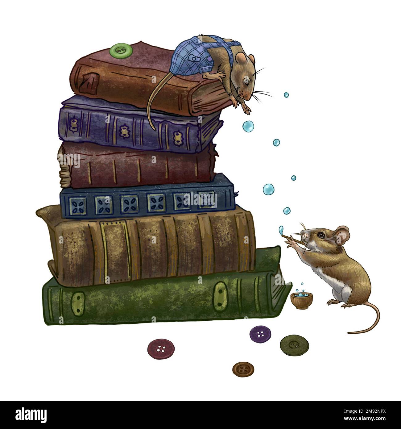 cartoon illustration of funny little mice in different situations Stock ...