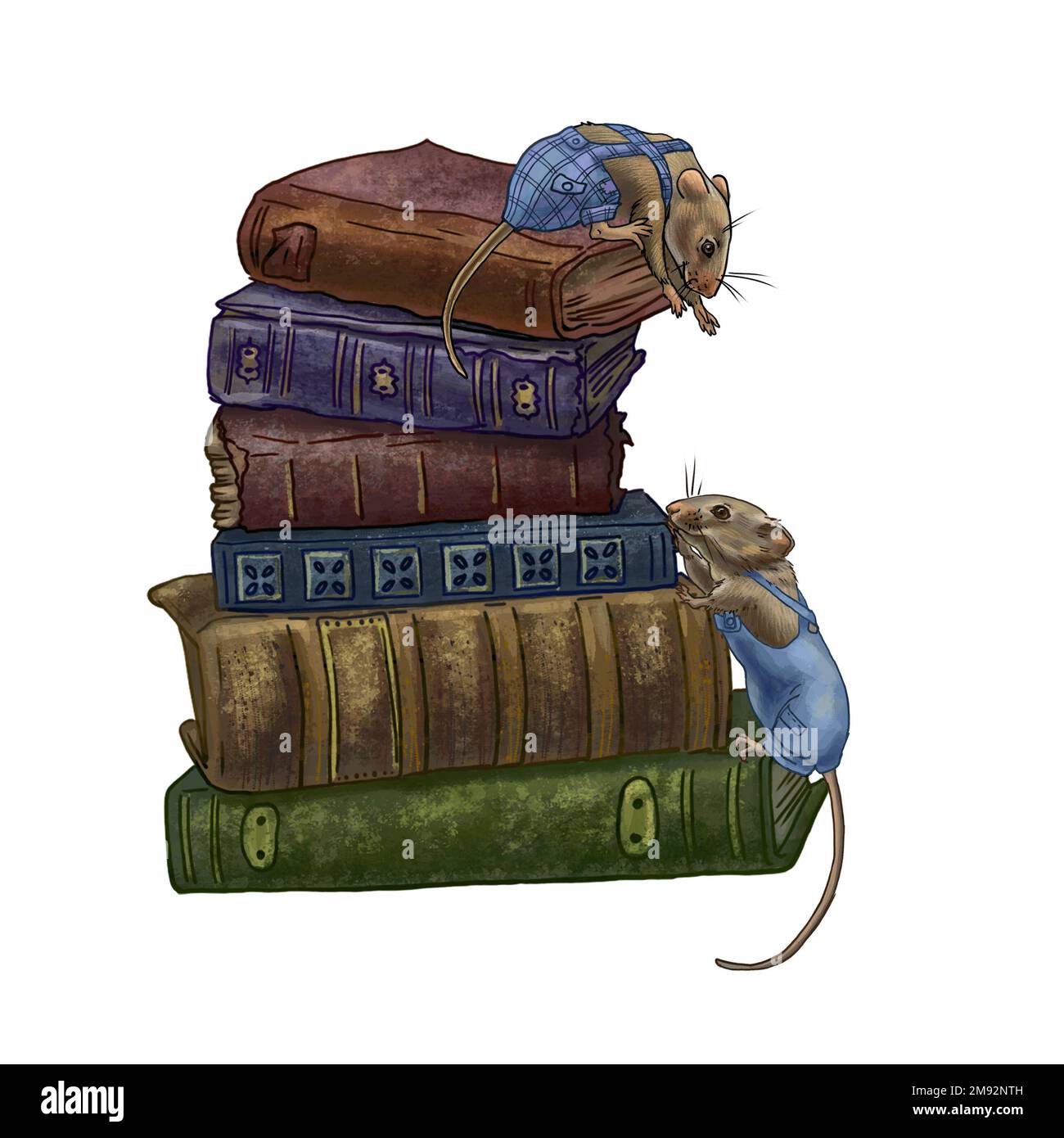cartoon illustration of funny little mice in different situations Stock ...