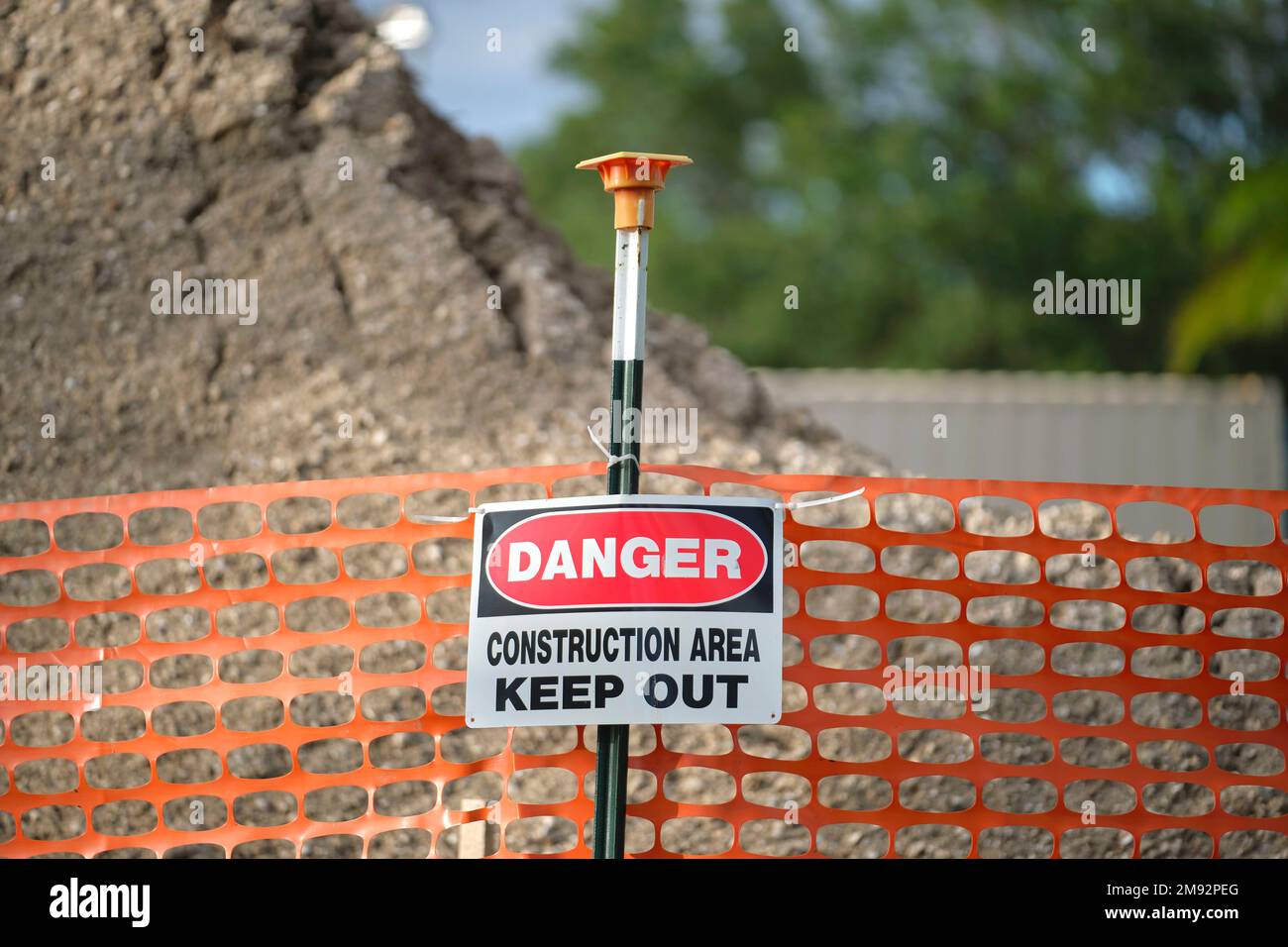 Protective barrier at construction site for safety restriction Stock ...