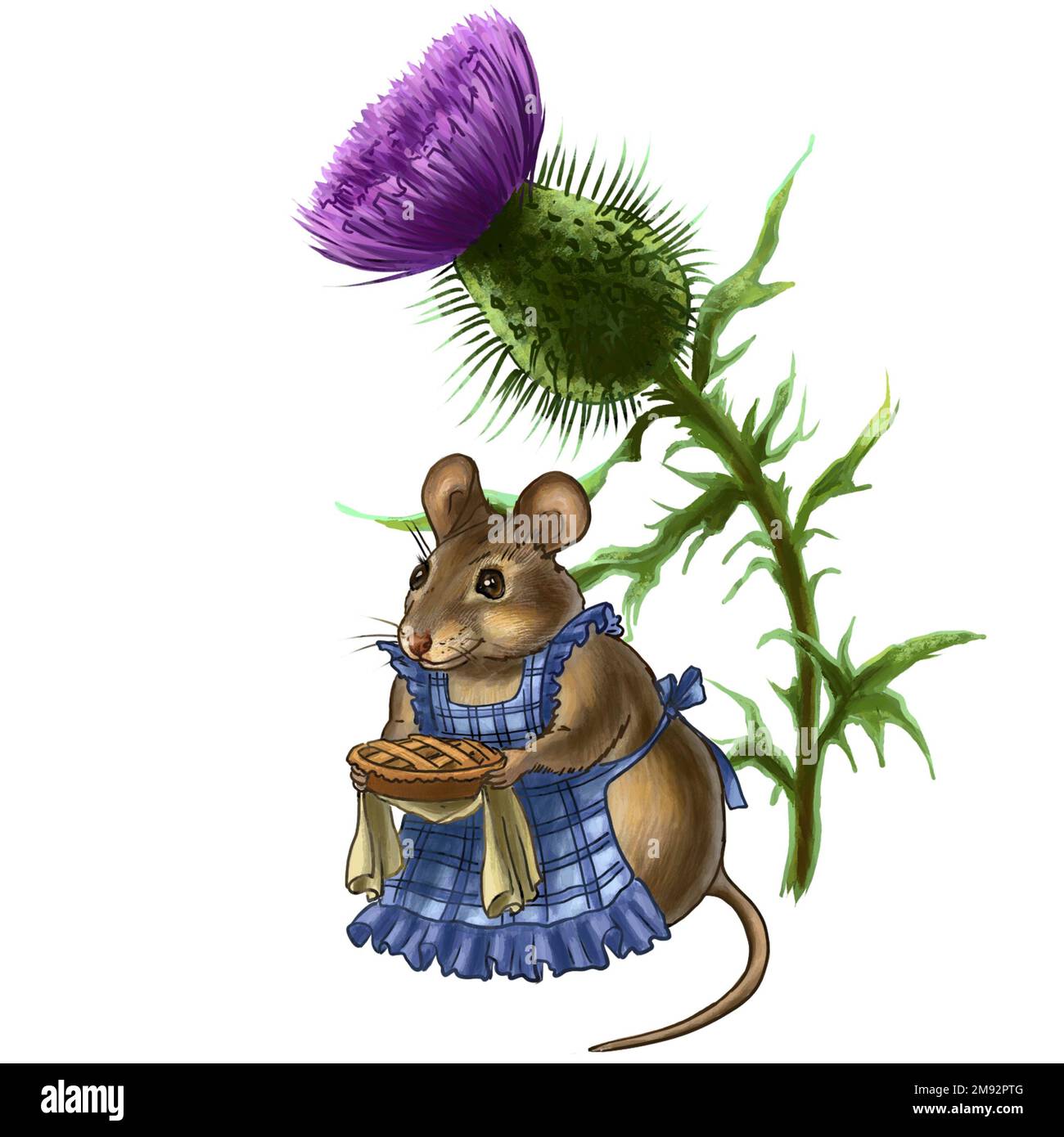Color illustration of a mouse and a flower. High quality illustration ...