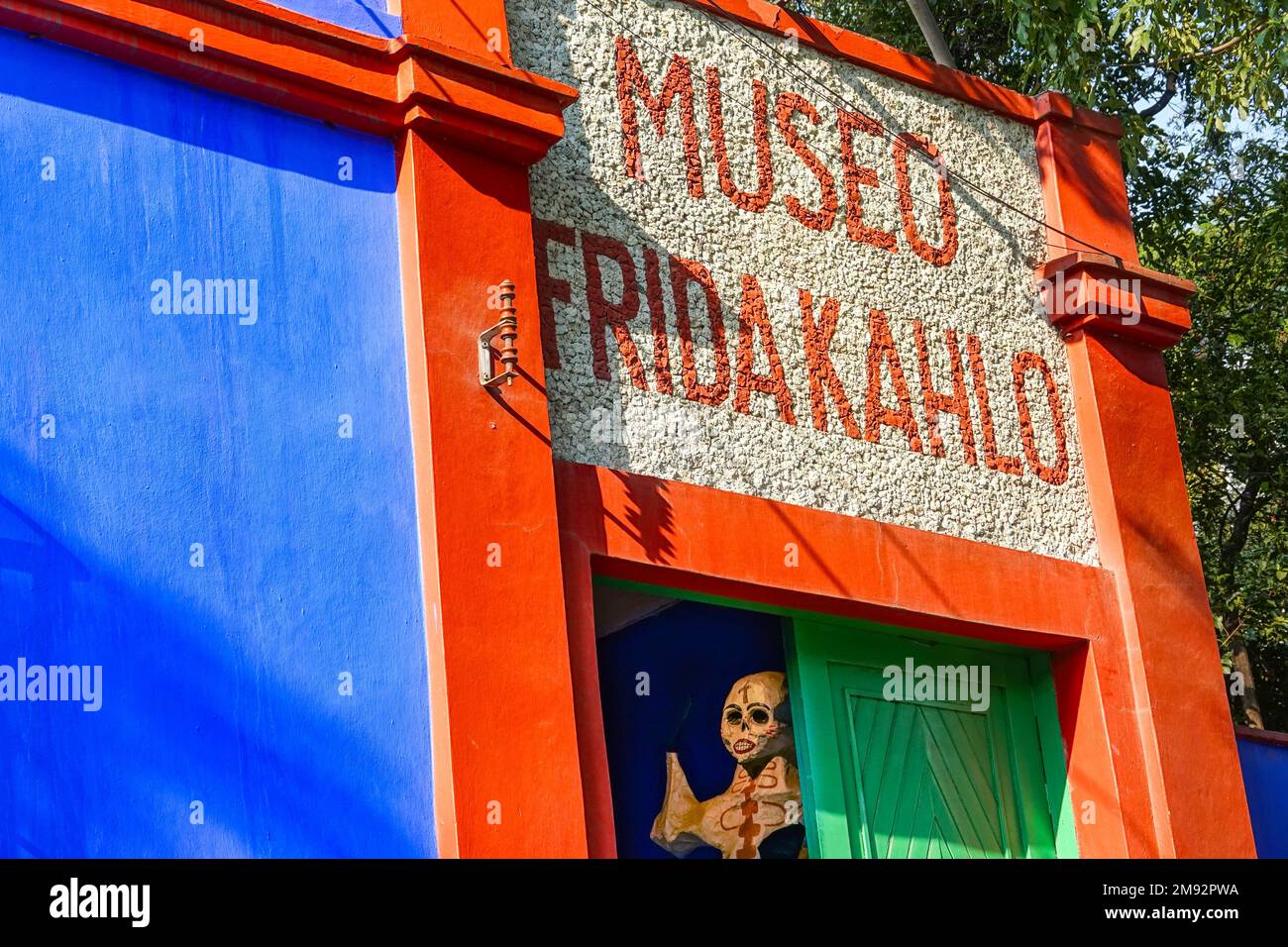The colorful facade of the Frida Kahlo Museum, also known as the Blue ...