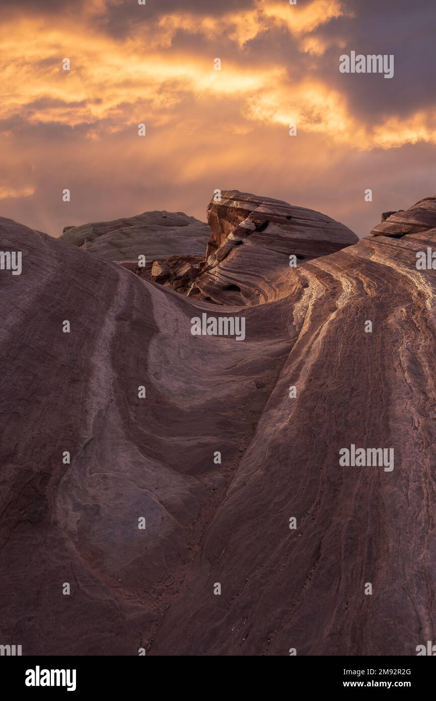 Majestic colors and shapes of Fire Wave sandstone formation in Valley ...