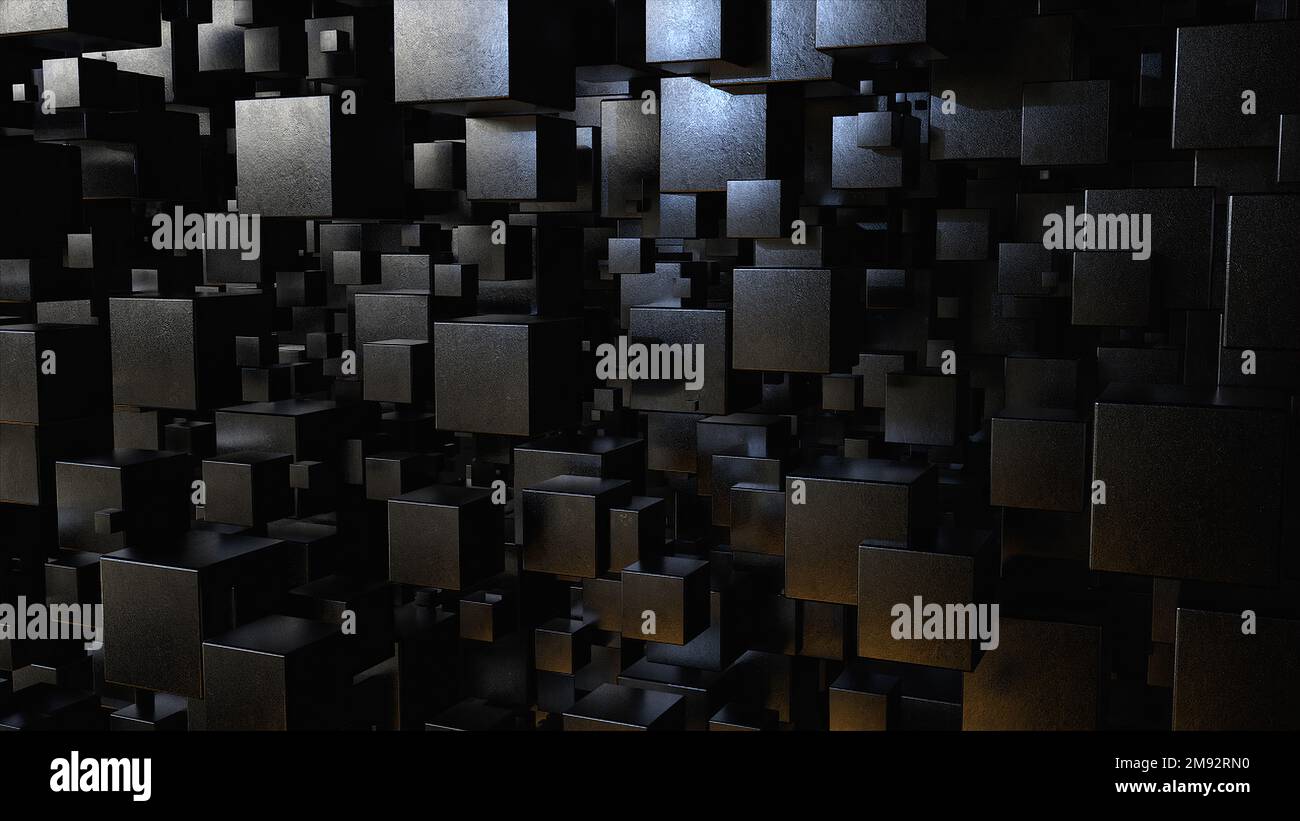 Black cubes. Computer generated 3d render Stock Photo - Alamy