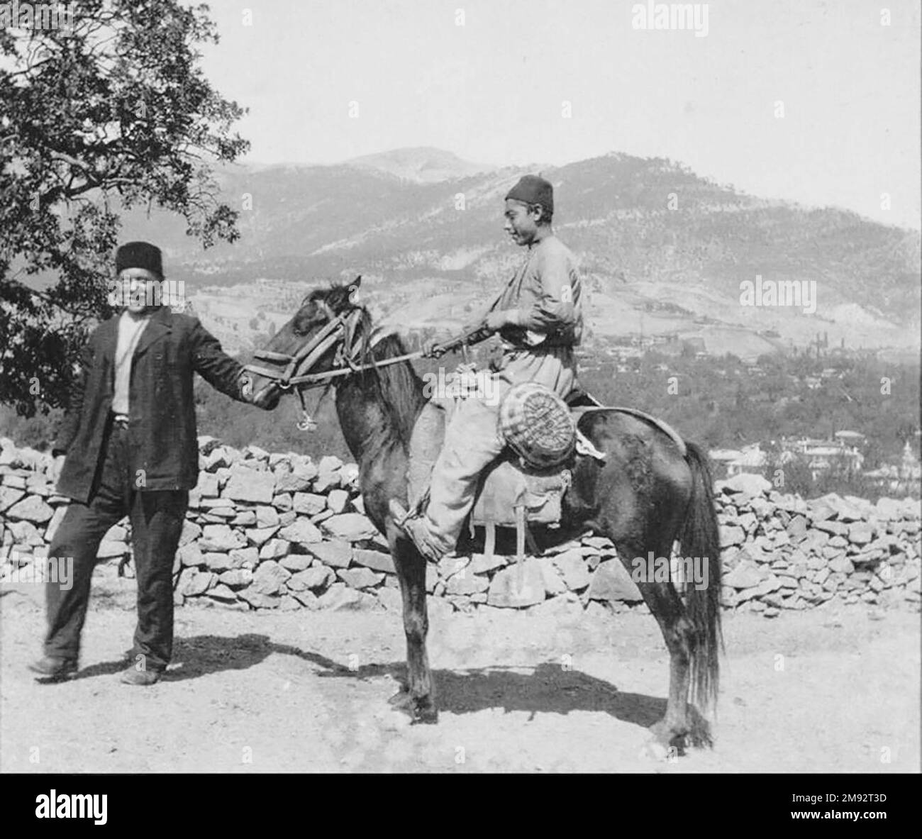 Man on a horse Ai-Vasil village, Crimea ca. 1905 Stock Photo - Alamy