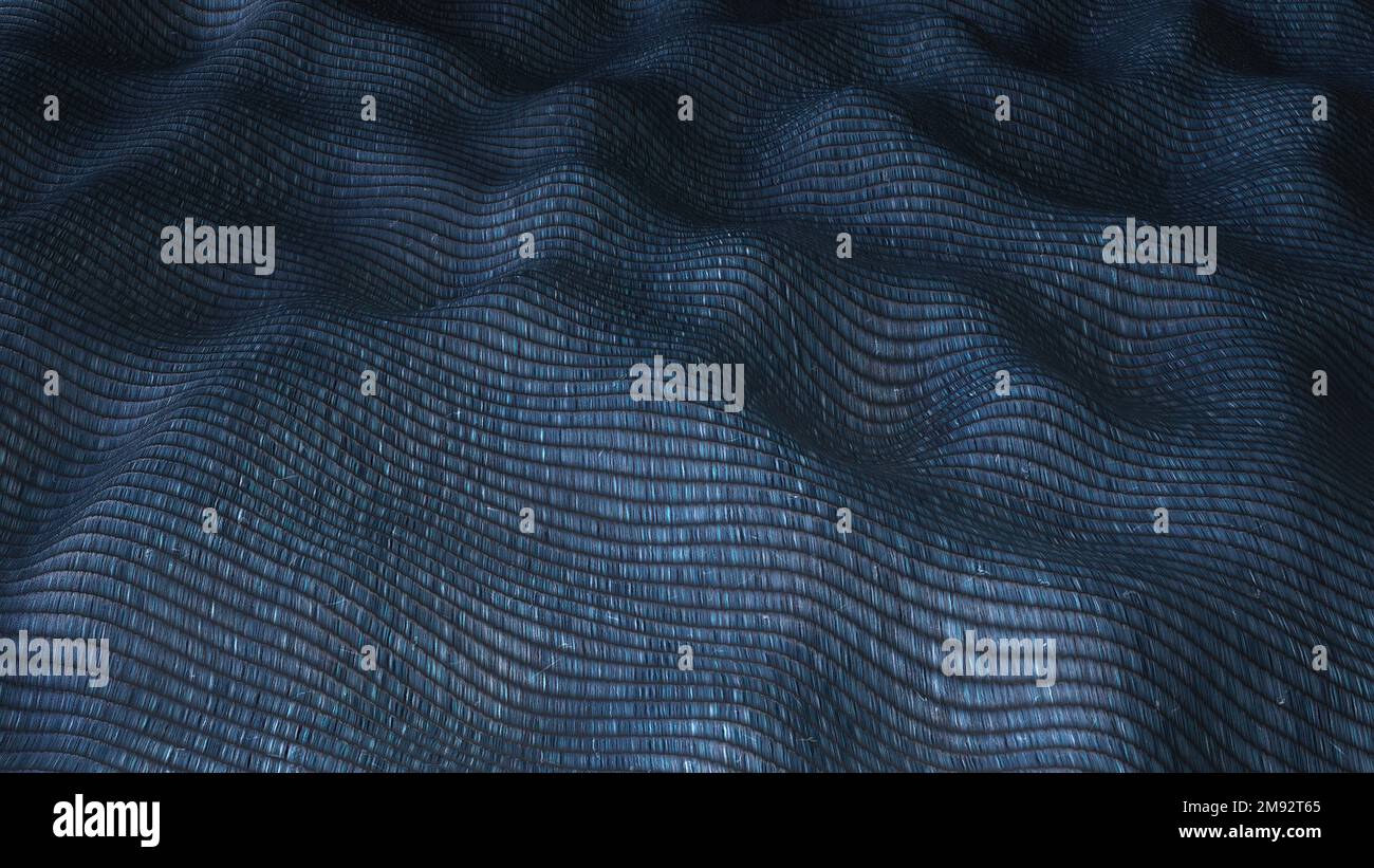 Blue wave fabric. Computer generated 3d render Stock Photo - Alamy