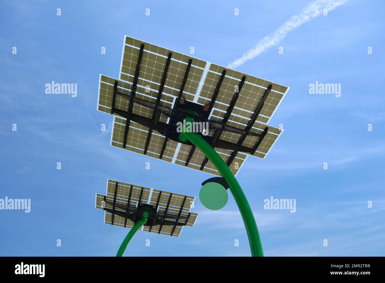 Solar photovoltaic panels mounted on metal frame for producing clean ...