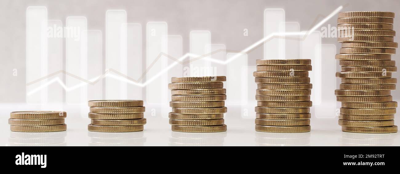 Columns of coins. Business marketing finance concept, business ...